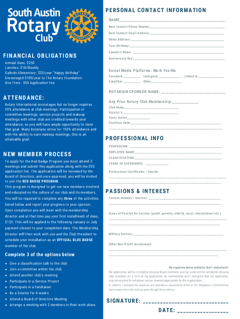 Fillable Online SAR Membership App - South Austin Fax Email Print ...