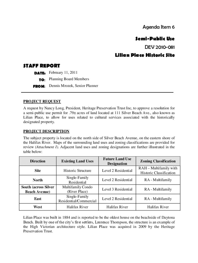 Fillable Online STAFF REPORT - City of Daytona Beach Fax Email Print ...
