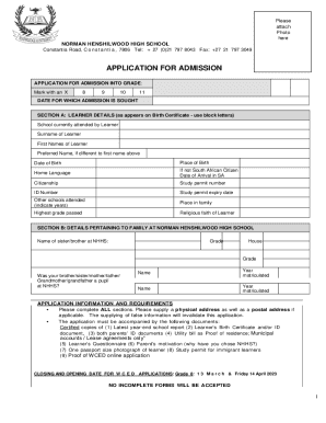 Fillable Online Norman Henshilwood High School Application Form 2023 Fax Email Print - pdfFiller