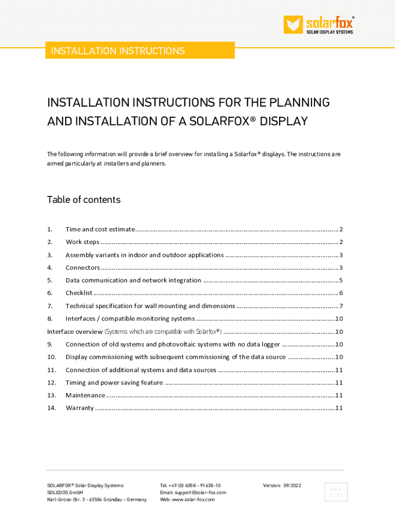 Fillable Online Handling of Solarfox Solar Displays via online management ... Fax Email Print ...