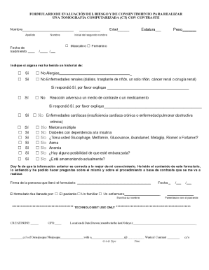 Completable En línea CT Contrast Risk Assessment and Consent Form ...