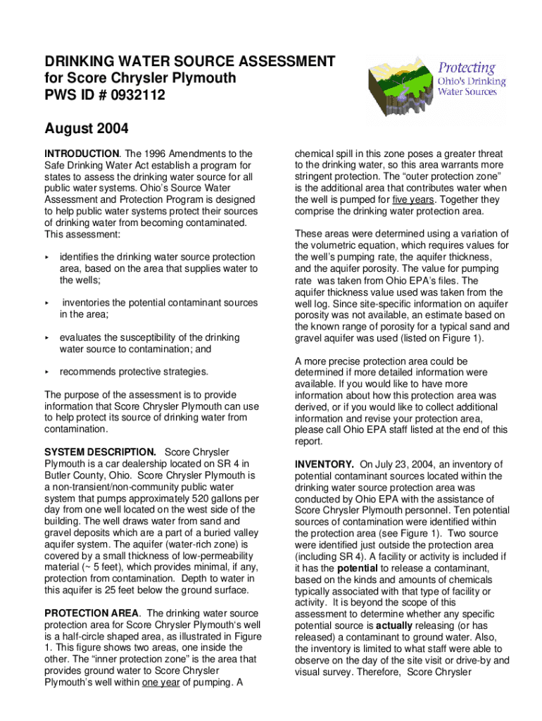 Fillable Online wwwapp epa ohio Source Water Assessment - State of ...