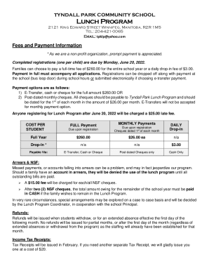 Fillable Online School Meal ProgramPricing & Payment Options - Exchange ...