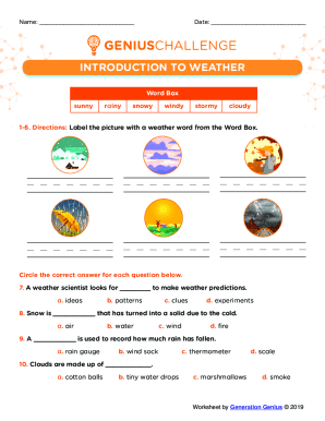 Fillable Online WeatherWorksheet for Grades K-2 PDF. A one page ...