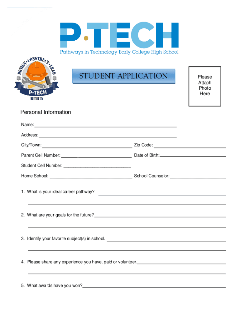 Fillable Online PTECH BUILD Fillable Application Fax Email Print ...