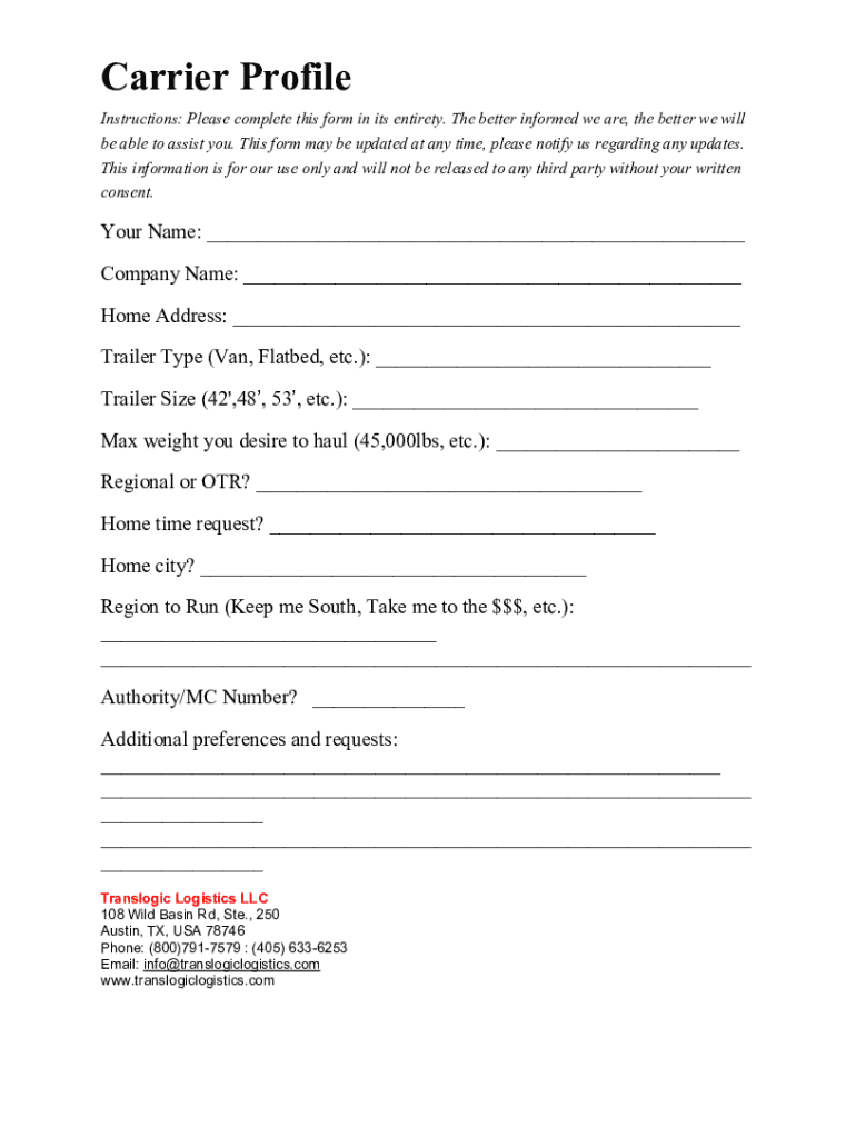 Fillable Online 1 1 Agreement for Dispatch Services Translogic ...