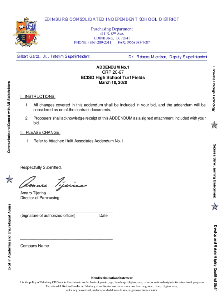 Fillable Online Gilbert Garza, Jr., Interim Superintendent Dr. Rebecca ...