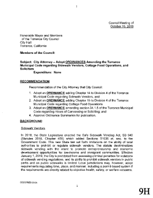 Fillable Online 1 Honorable Mayor and Members of the Torrance City ...