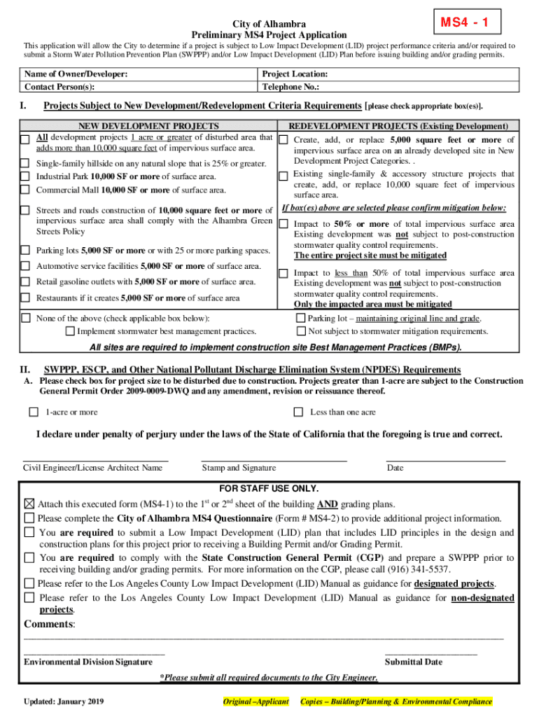 Fillable Online Low Impact Development (LID) Plan Determination Form ...