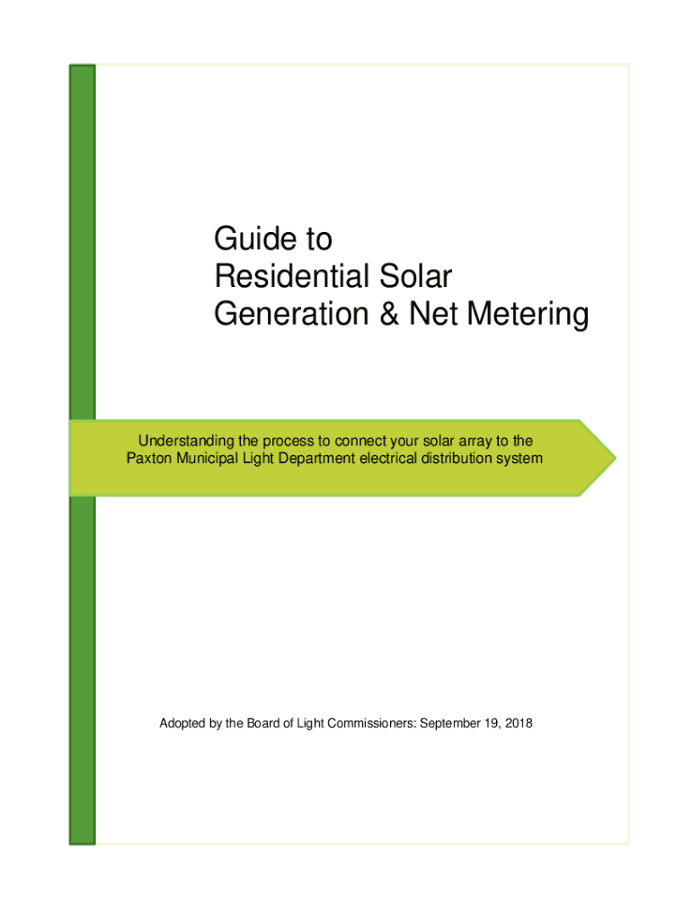 Fillable Online Guide to Residential Solar Generation & Net Metering ...