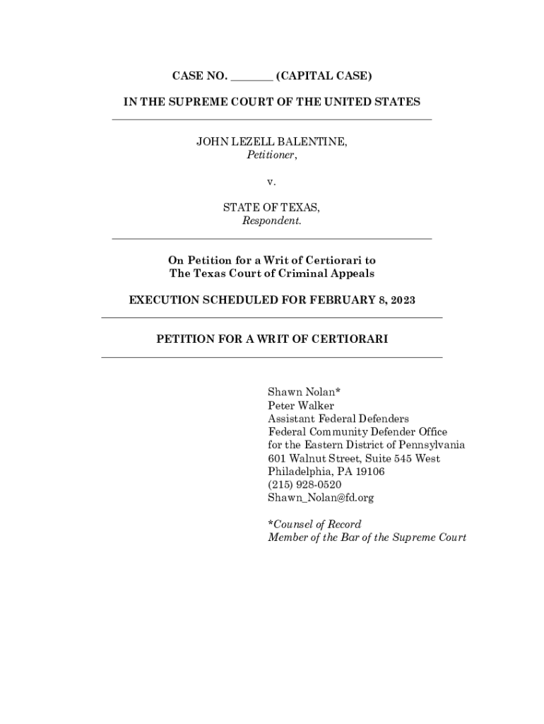 Fillable Online (CAPITAL CASE) IN THE SUPREME COURT OF THE UNITED ...