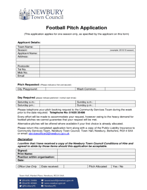 Fillable Online Football Team Application Form Template - Jotform Fax ...