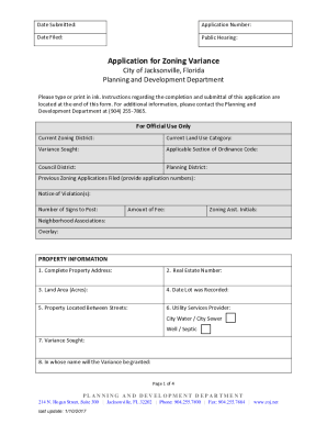 Fillable Online Application for Zoning Variance - City of Jacksonville, Florida ... Fax Email ...