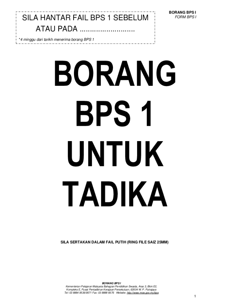 Fillable Online borang bps i form bps i - JPN Melaka Fax Email Print - pdfFiller