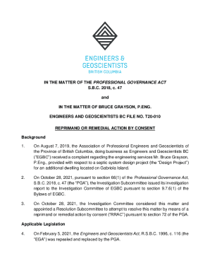 Fillable Online in the matter of the professional governance act Fax ...