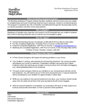 Fillable Online Bed Bug Assistance Program Application Form Fax Email ...