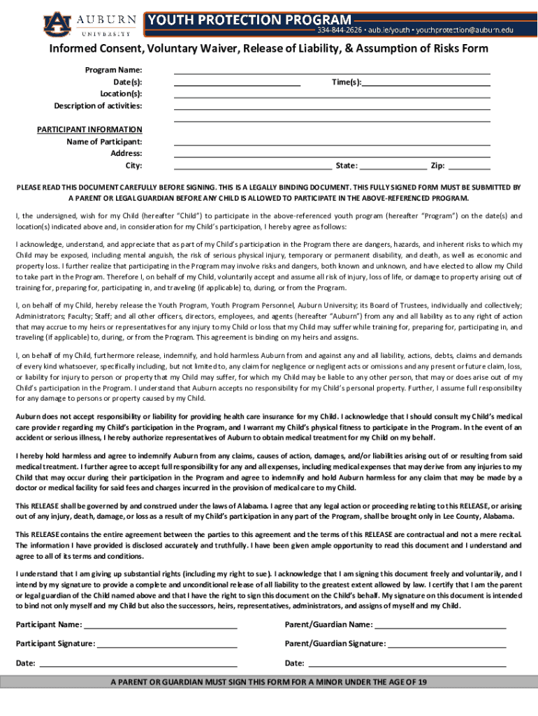 Fillable Online informed consent, voluntary waiver, release of liability Fax Email Print - pdfFiller