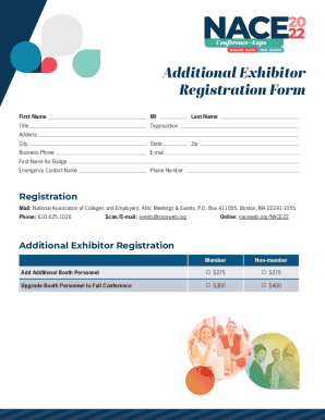 Fillable Online EXHIBITOR REPRESENTATIVE REGISTRATION FORM Fax Email ...