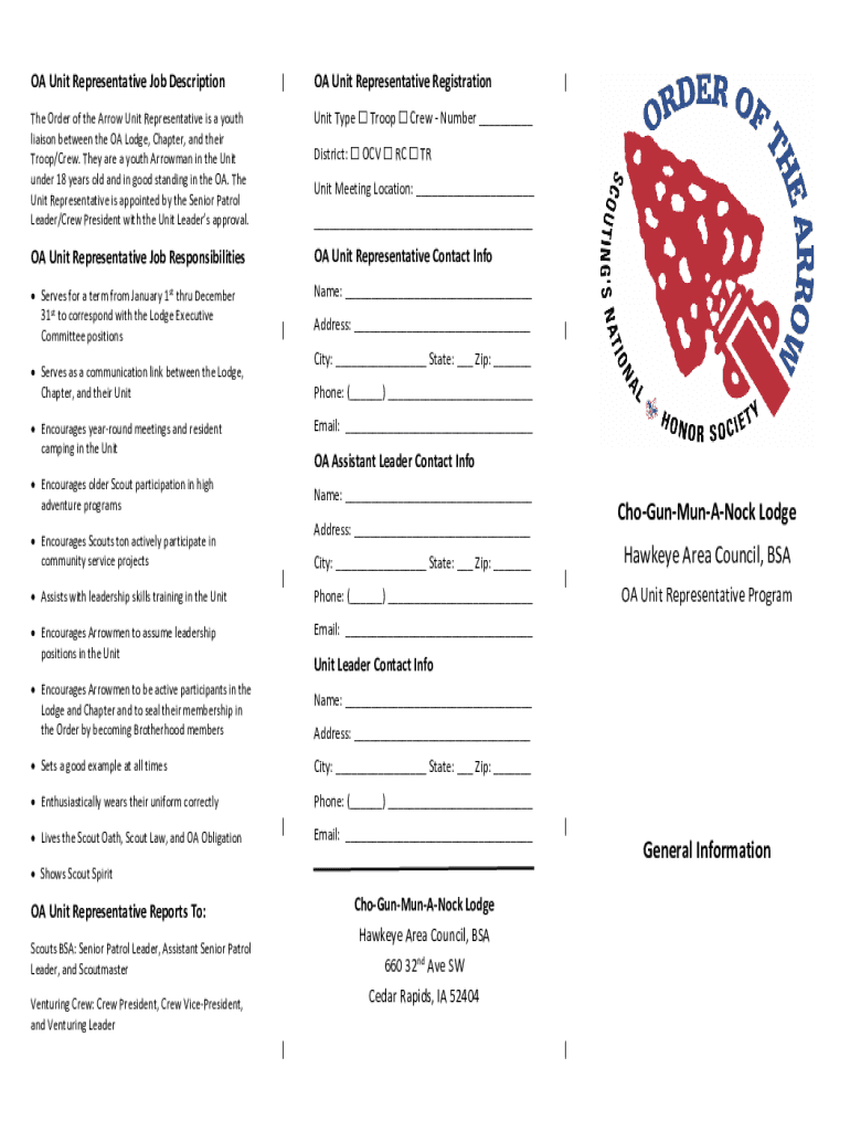 Fillable Online Q/A: OA Unit Representative Advisers - Order of the Arrow Fax Email Print ...