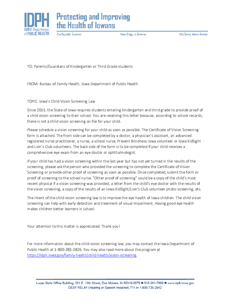 Fillable Online Iowa Department of Public Health Certificate of Vision ...