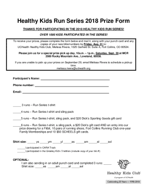 Fillable Online Healthy Kids Run Series 2018 Prize Form - Amazon S3 Fax ...