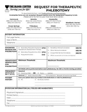 Fillable Online REQUEST FOR THERAPEUTIC PHLEBOTOMY Fax Email Print ...