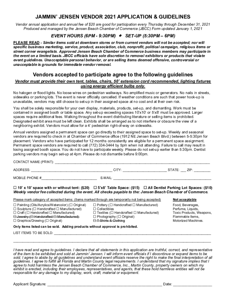 Fillable Online Jammin Jensen Vendors - Fill Online, Printable, Fillable, Blank Fax Email Print ...