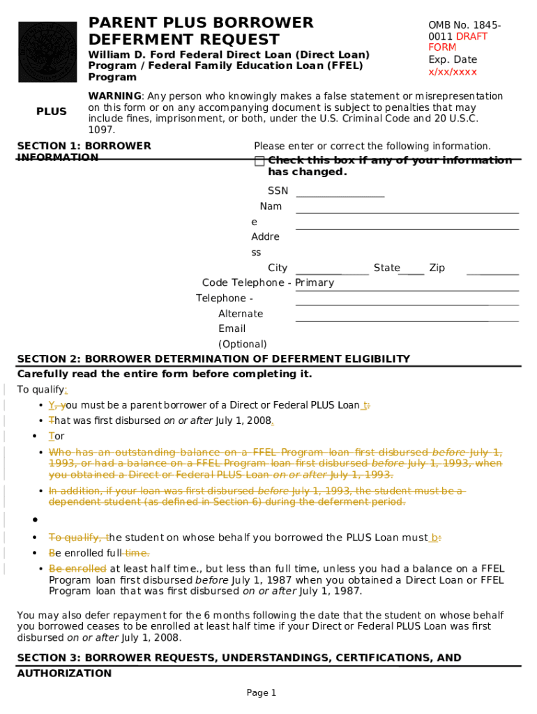 How do I request deferred payments for my Federal Direct ... Doc Template | pdfFiller