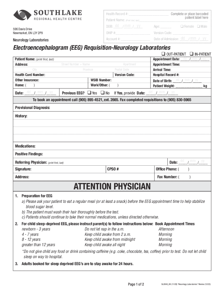 Fillable Online SL004306-Electroencephalogram-EEG-Requisition.pdf Fax ...