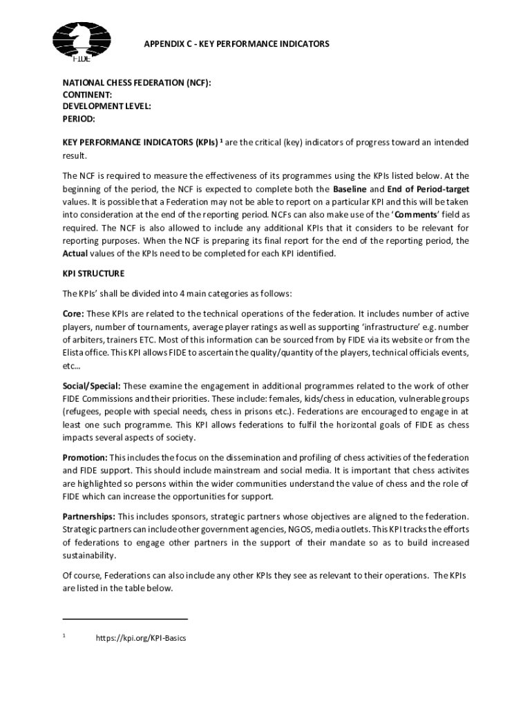 Fillable Online APPENDIX C - KEY PERFORMANCE INDICATORS Fax Email Print - pdfFiller