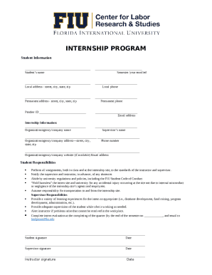 internship program - labor fiu Doc Template | pdfFiller