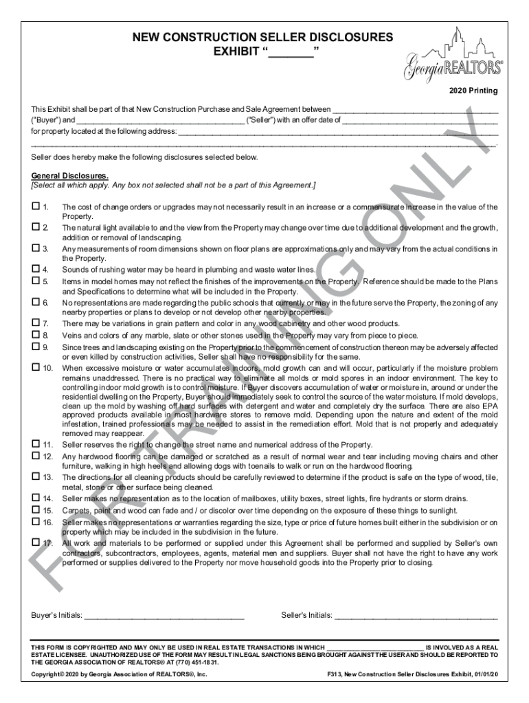 Fillable Online seller's property disclosure statement georgia 2022 ...