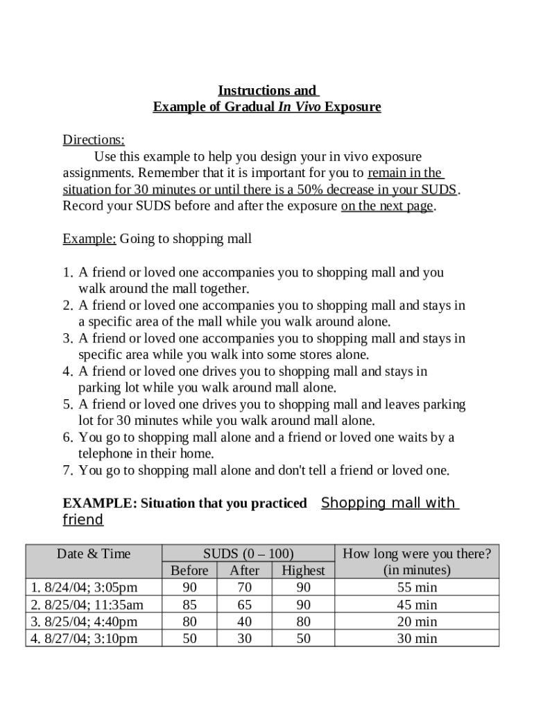 In Vivo Exposures for Prolonged Exposure Therapy During a ... Doc ...