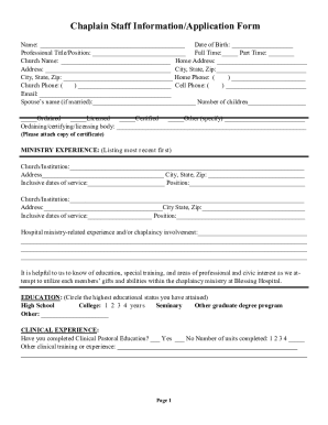 Fillable Online Chaplain Assistant Application - Blessing Health System ...