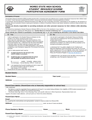 Fillable Online woreeshs eq edu student-resource-scheme-participation ...