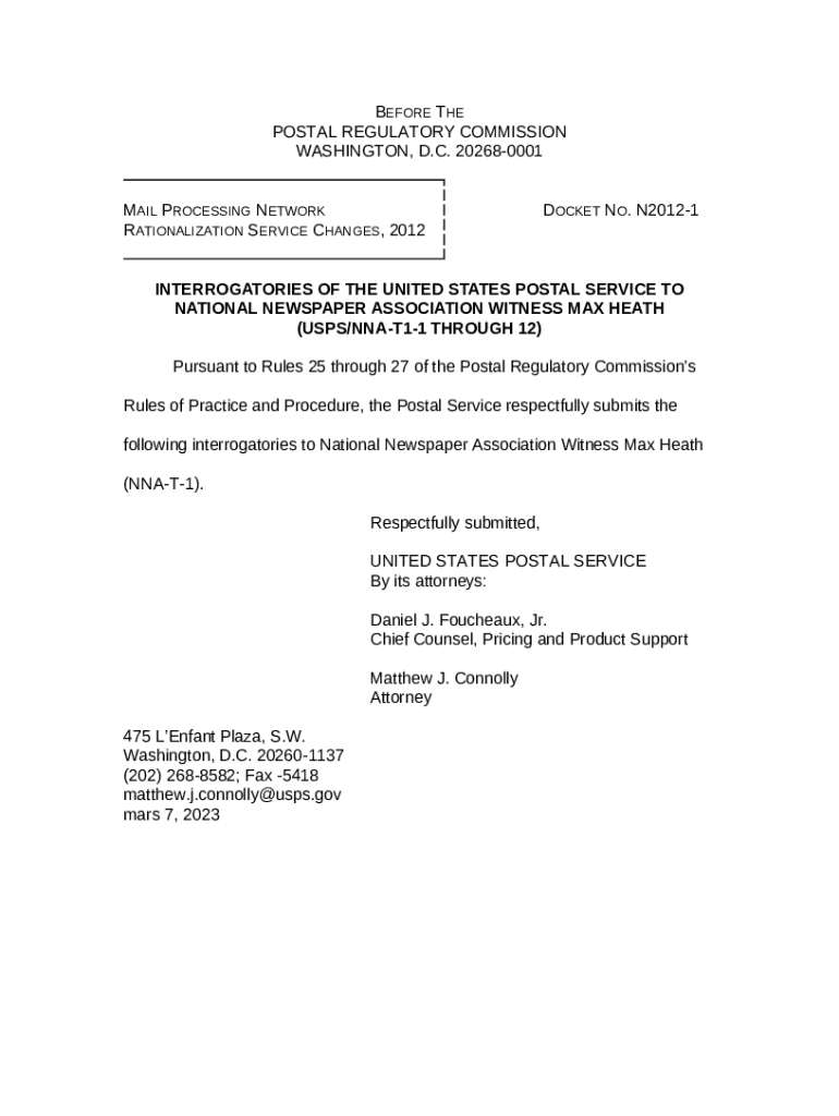 Draft Interrogatories for Max Heath NNA T-1 Doc Template | pdfFiller