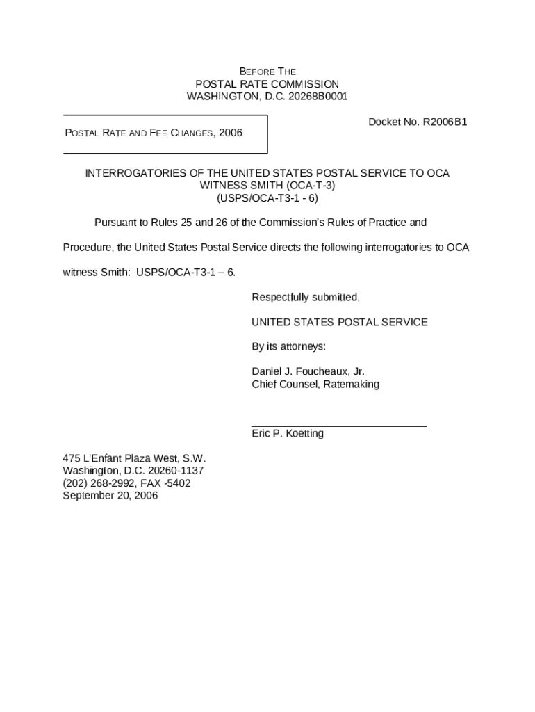 Draft Interrogatories to OCA-T-3 Doc Template | pdfFiller