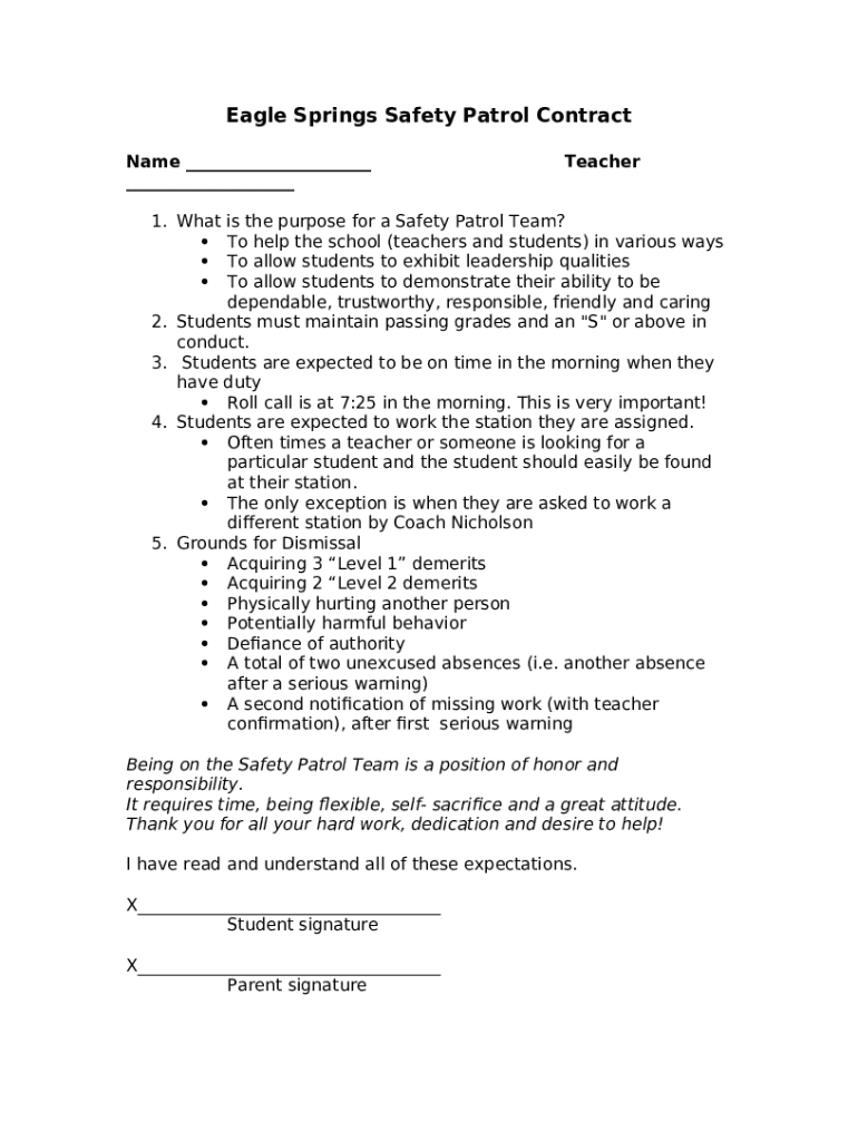 Safety Patrol Guidelines Doc Template | pdfFiller