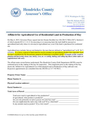 Fillable Online Affidavit for Agricultural Use of Residential Land in ...