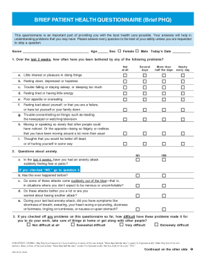 Fillable Online Use of the Patient Health Questionnaire (PHQ-9) in ...