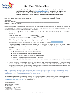 Fillable Online High Water Bill Check Sheet Fax Email Print - pdfFiller
