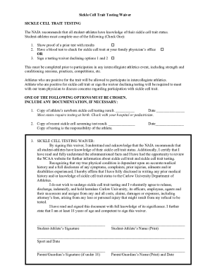 Fillable Online Sickle Cell Trait Testing Form - Iowa Wesleyan ...
