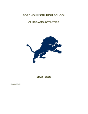 Fillable Online pope john xxiii high school - clubs and activities Fax ...