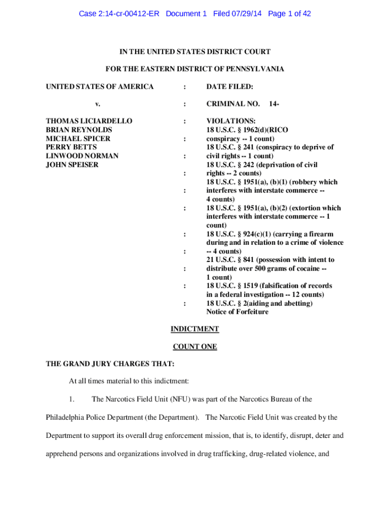 Fillable Online Six Members of Philadelphia Police Narcotics Unit ...