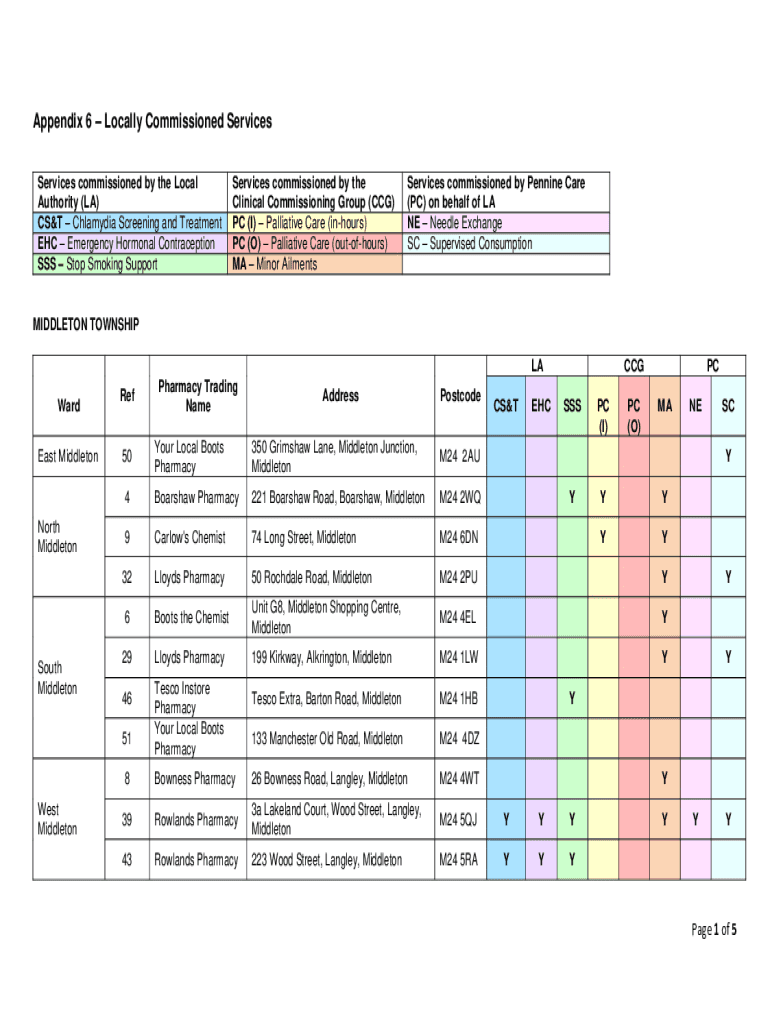 Fillable Online democracy rochdale gov Appendix 6: Locally Commissioned ...