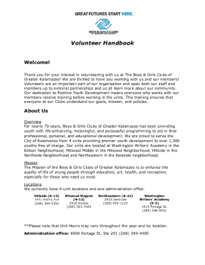 Fillable Online Volunteer Handbook / Application Door 84 Fax Email ...