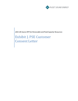 Fillable Online Exhibit J. PSE Customer Consent Letter - Puget Sound ...