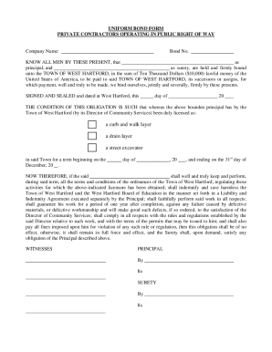 Fillable Online UNIFORM BOND FORM Fax Email Print - pdfFiller