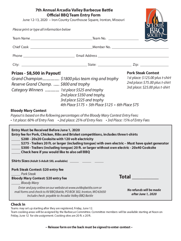 Fillable Online BBQ Battle Registration Form Fax Email Print - pdfFiller