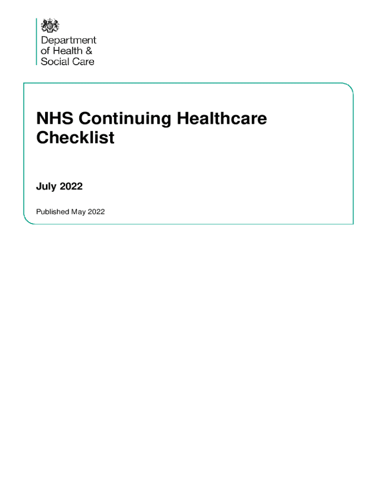 Fillable Online NHS Continuing Healthcare Checklist guidance (with ...